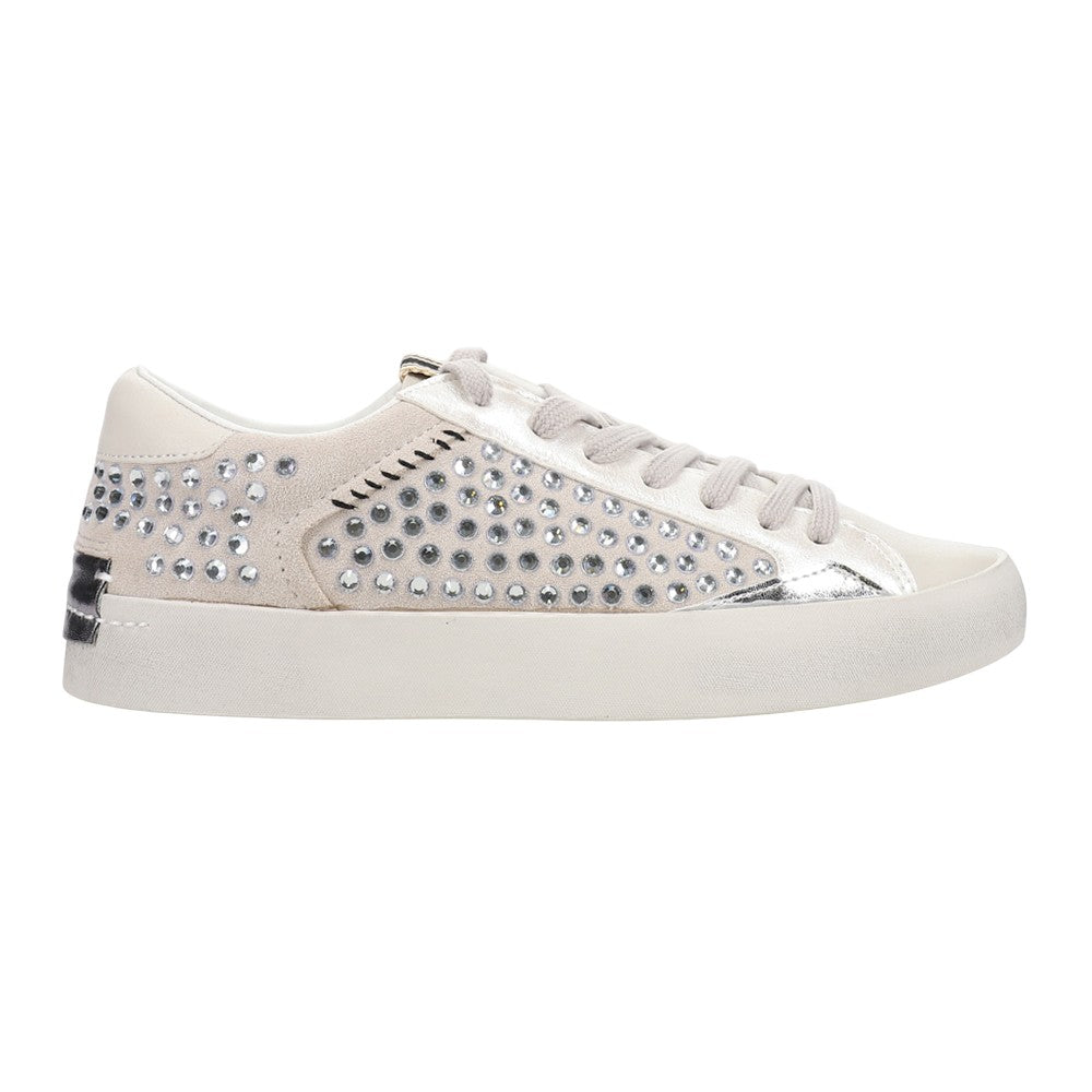 Shop Beige Womens Shu Shop Ruby Rhinestone Lace Up Sneakers – Shoebacca