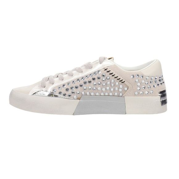 Shop Beige Womens Shu Shop Ruby Rhinestone Lace Up Sneakers – Shoebacca