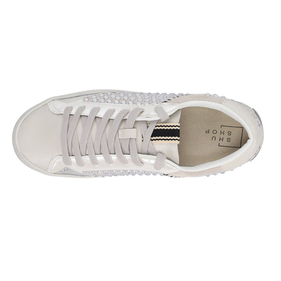 Shop Beige Womens Shu Shop Ruby Rhinestone Lace Up Sneakers – Shoebacca