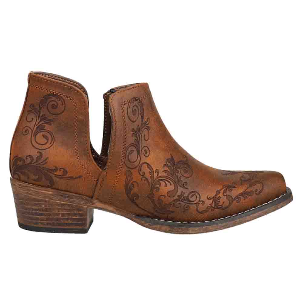 Shop Brown Womens Roper Ava Paisley Embossed Snip Toe Cowboy Booties ...