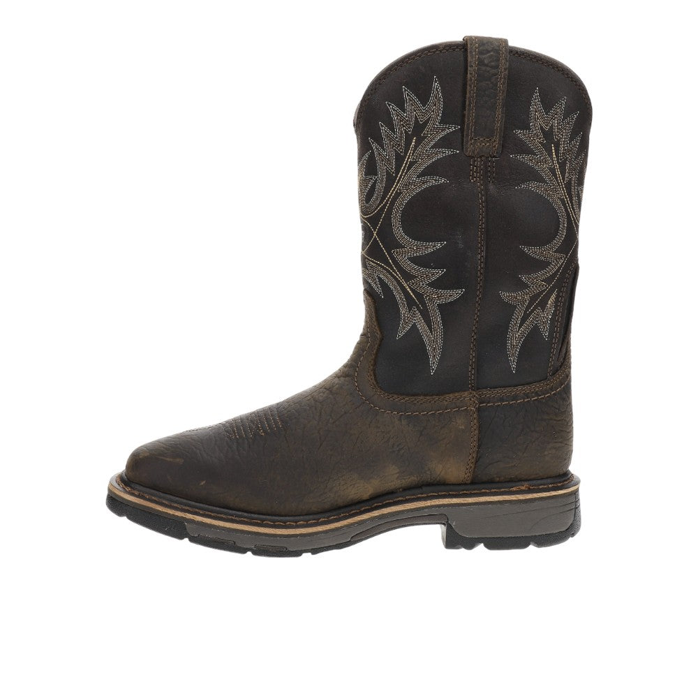 Shop Brown Mens Ariat WorkHog 11 inch Embroidered Waterproof Soft Toe ...