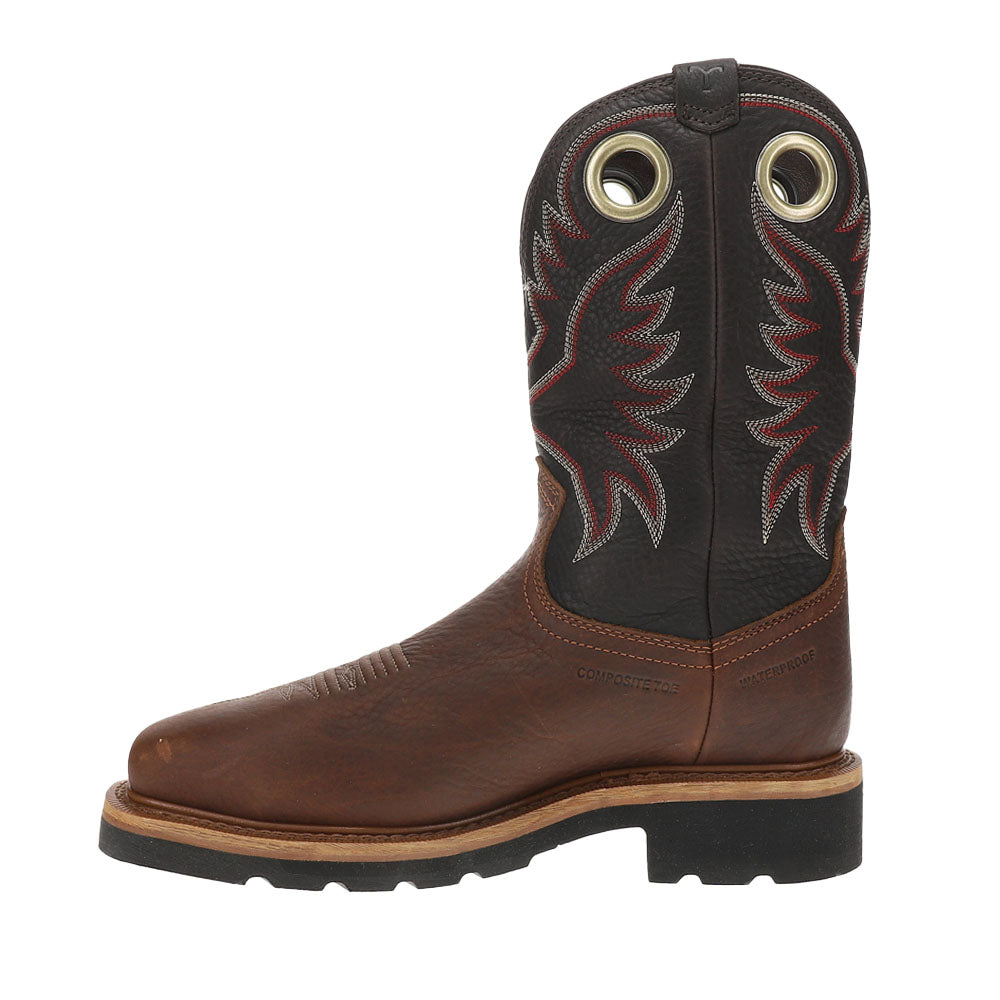 Shop Brown Mens LongHaul Embroidered Waterproof Square Composite Toe ...