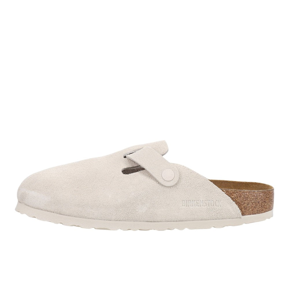 Shop Off White Womens BIRKENSTOCK Boston Soft Footbed Suede Leather ...