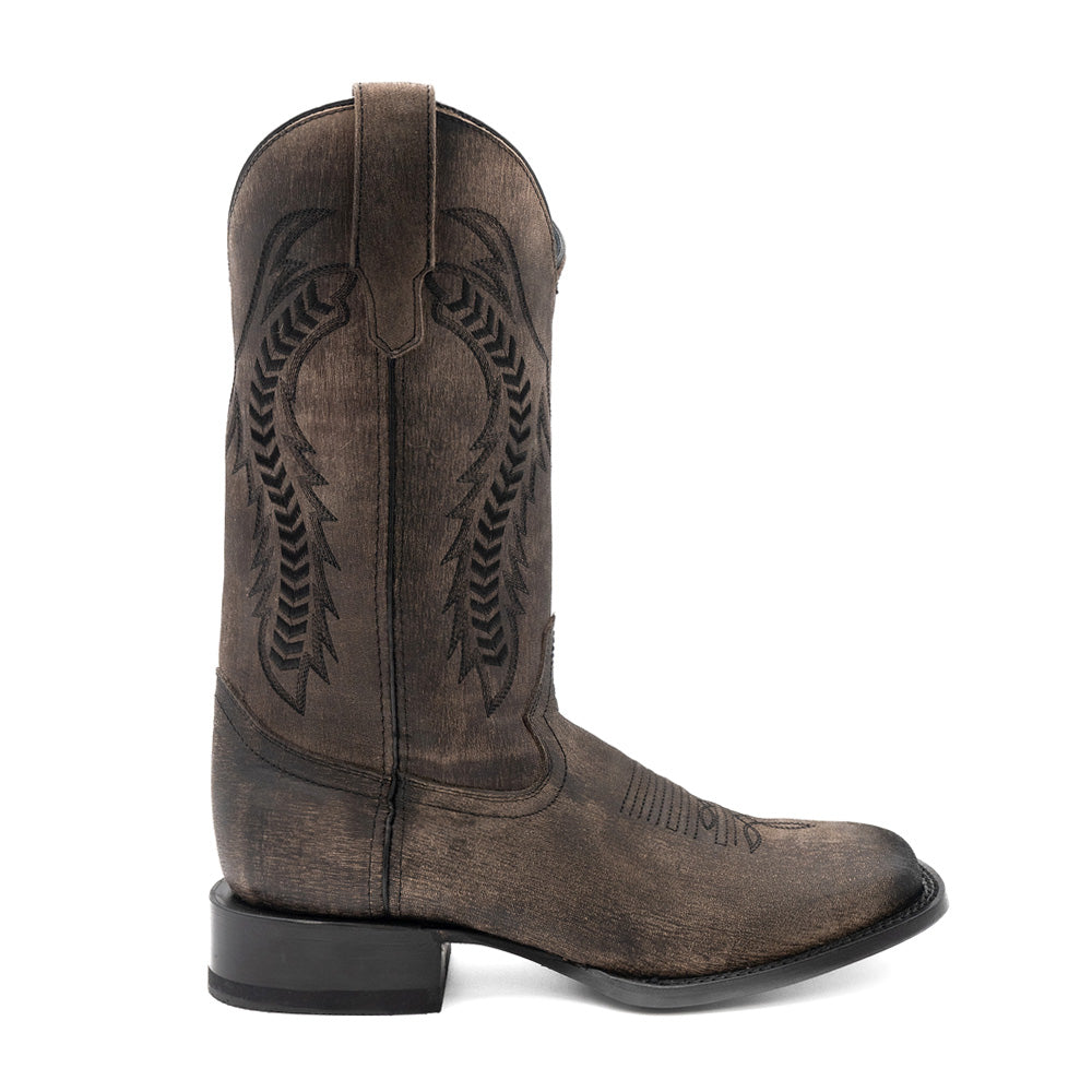 Shop Brown Mens Ashton Embroidered Square Toe Pull On Cowboy Boots ...