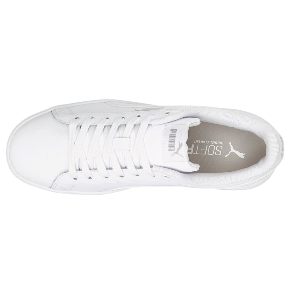 Shop White Womens Puma Vikky v3 Leather Lace Up Sneakers Shop White Womens Puma Vikky v3 Leather Lace Up Sneakers
