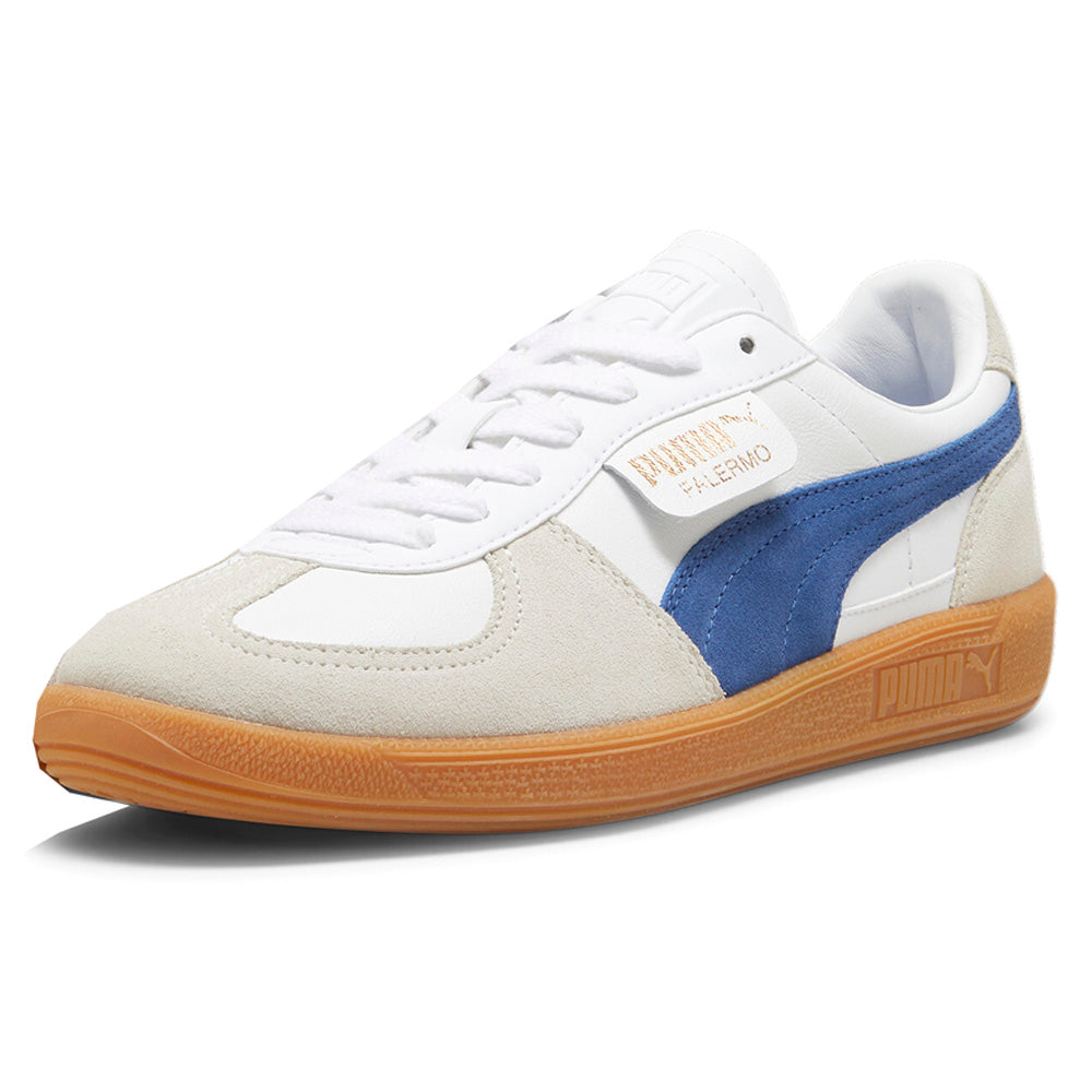 Shop Blue, Grey, White Mens Puma Palermo Leather Lace Up Sneakers ...
