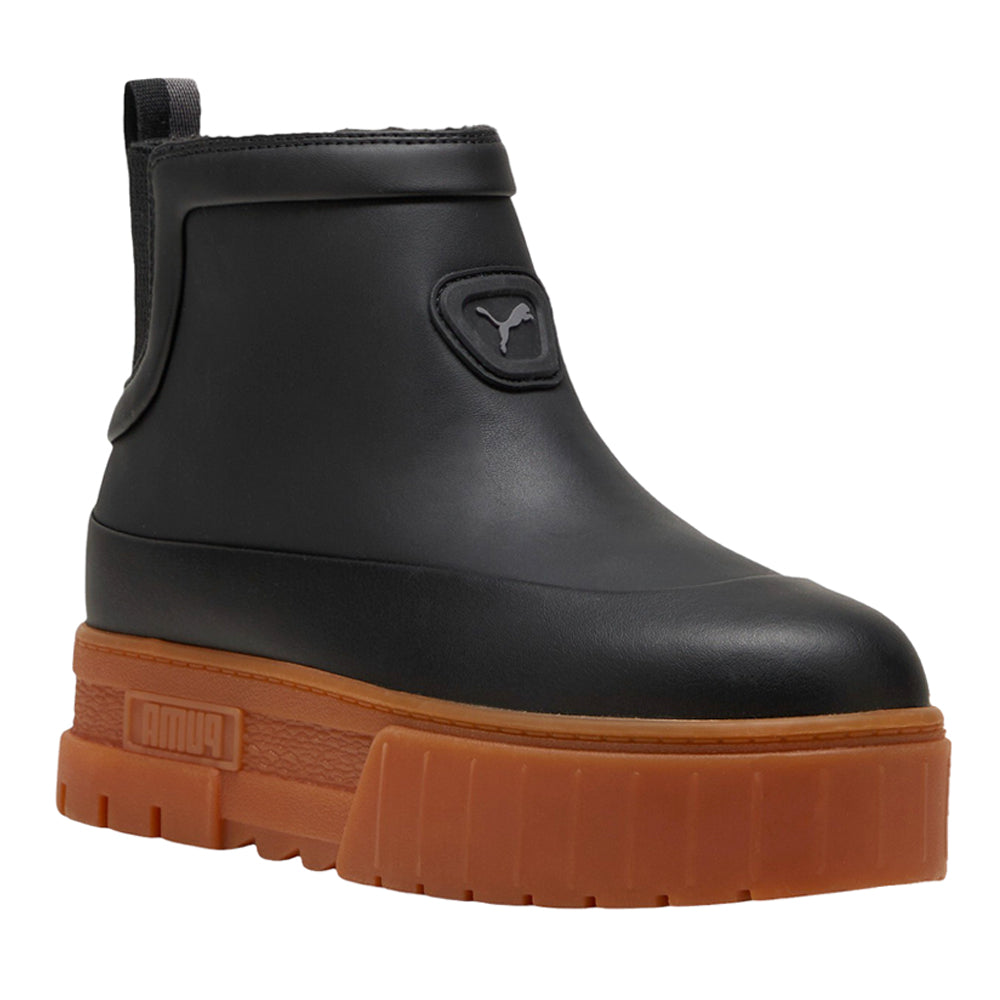 Shop Black Womens Mayze Wellis Logo Round Toe Platform Booties – Shoebacca