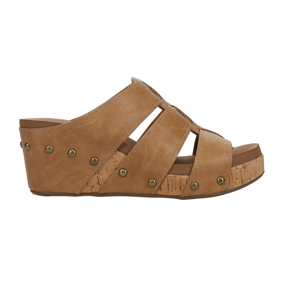 Shop Brown Womens Corkys Catch of the Day Studded Wedge Sandals – Shoebacca