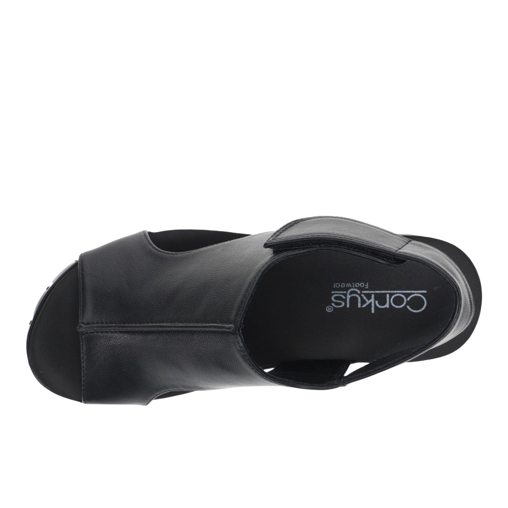 Shop Black Womens For Keeps Studded Wedge Slingback Sandals – Shoebacca