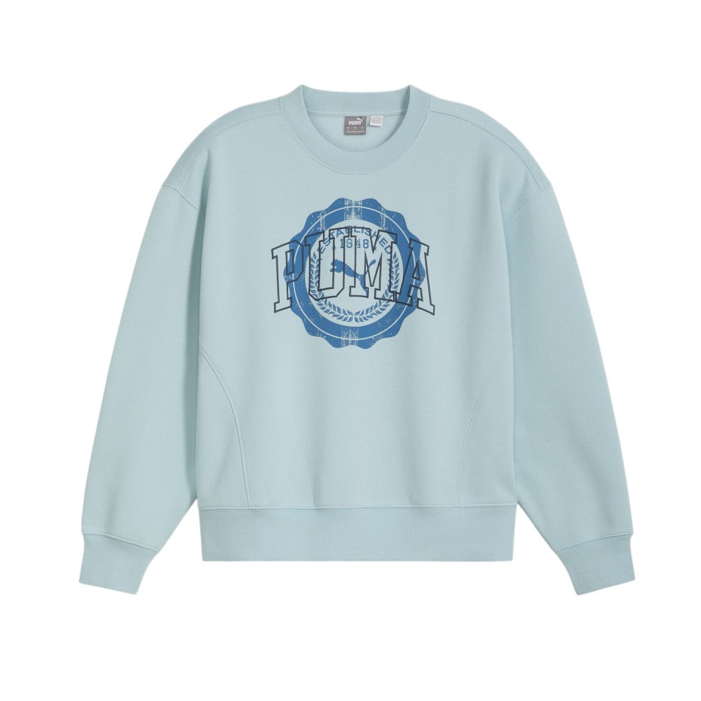 Shop Blue Womens Vintage Sport Crew Logo Crew Neck Long Sleeve ...