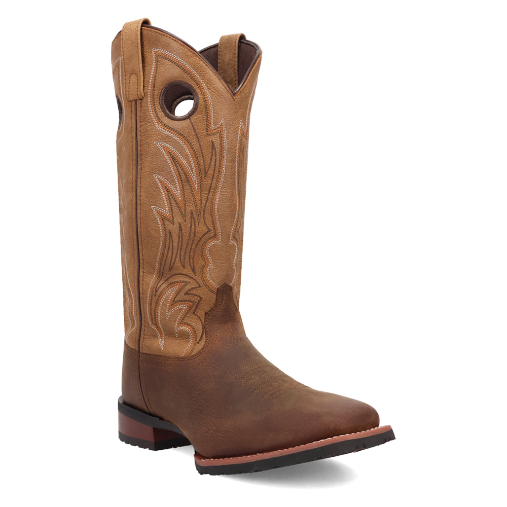 Shop Brown Mens Cullen Embroidered Square Toe Pull On Cowboy Boots ...