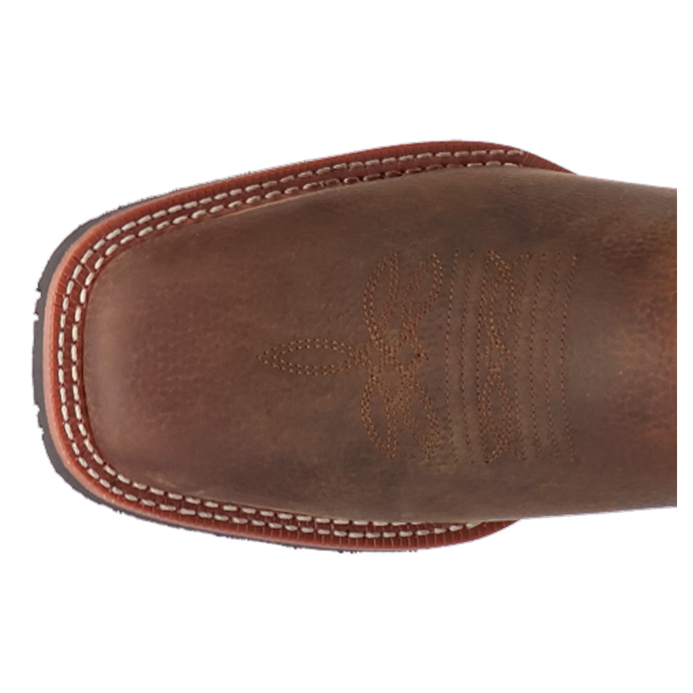 Shop Brown Mens Cullen Embroidered Square Toe Pull On Cowboy Boots ...