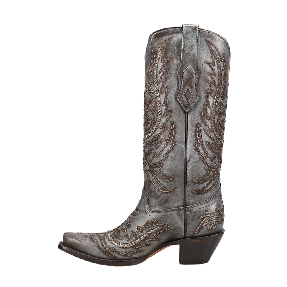 Shop Grey Womens Corral Boots Embroidered Snip Toe Cowboy Boots – Shoebacca