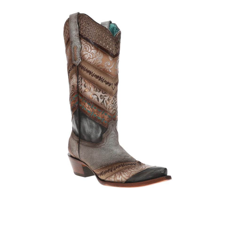 Shop Brown Womens Sky Blue Application Jute Embroidered Studded Snip ...