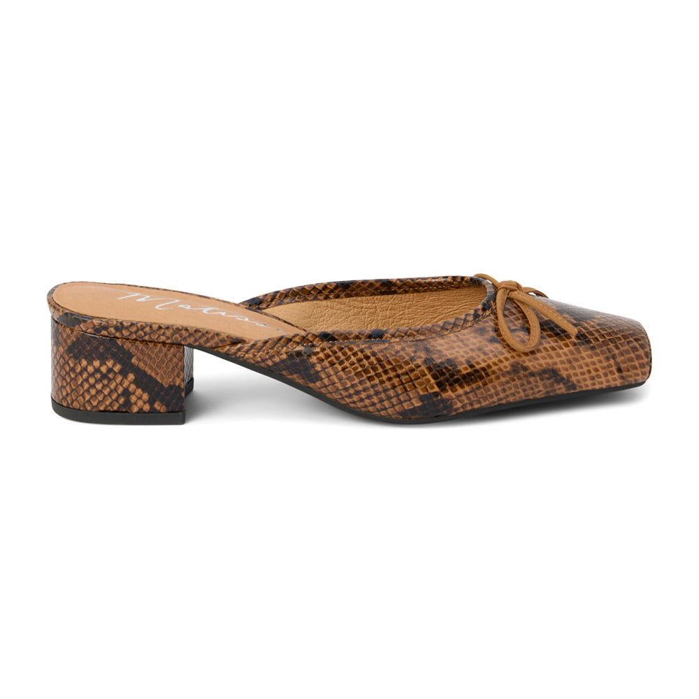 Shop Brown Womens Matisse Basilio Snake Square Toe Block Heel Mules ...