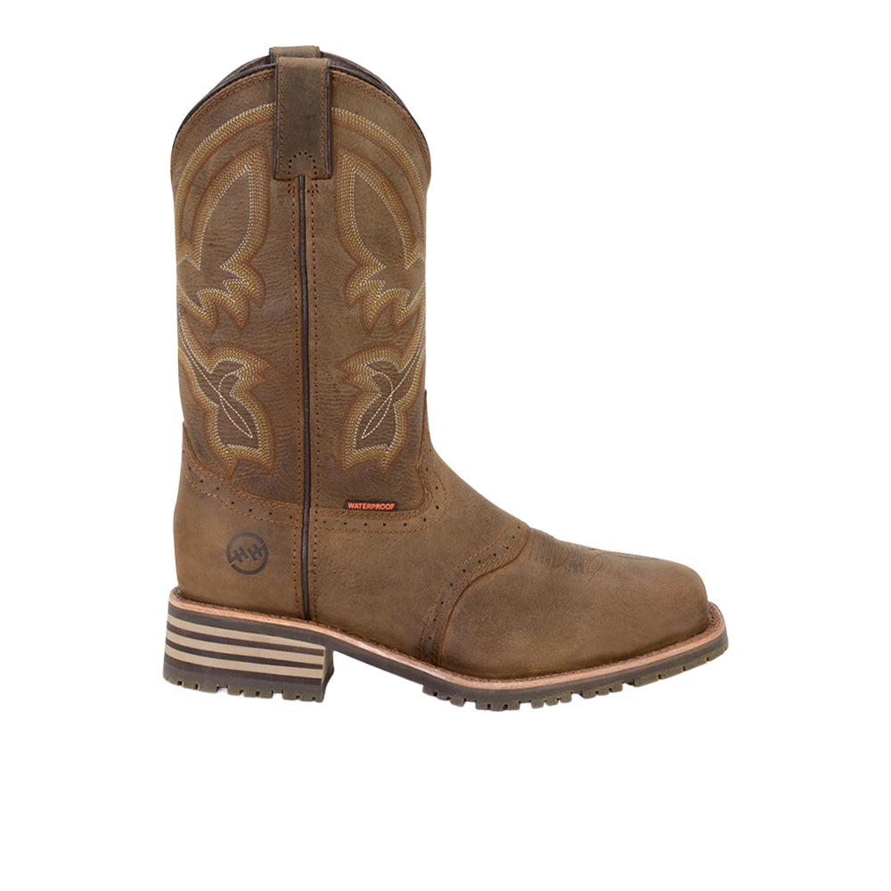 Shop Brown Mens Jeyden 12 Inch Embroidered Waterproof Soft Toe Work ...