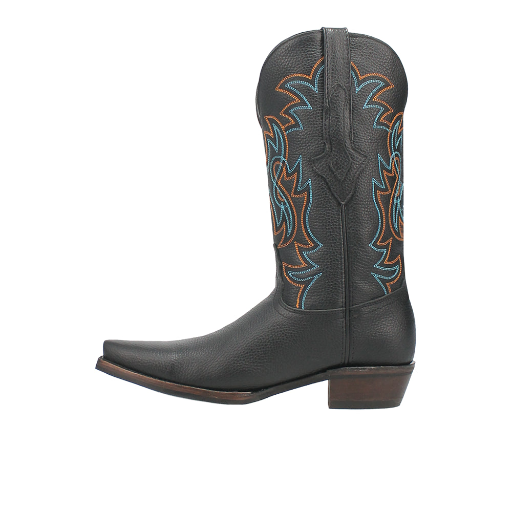 Shop Black Mens Dingo Gold Rush Leather Embroidered Snip Toe Cowboy ...