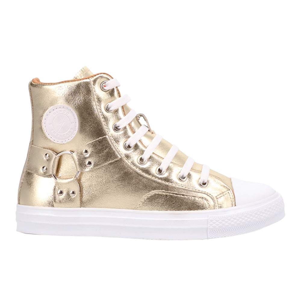 Shop Gold Womens Knarly Metallic High Top Lace Up Sneakers – Shoebacca