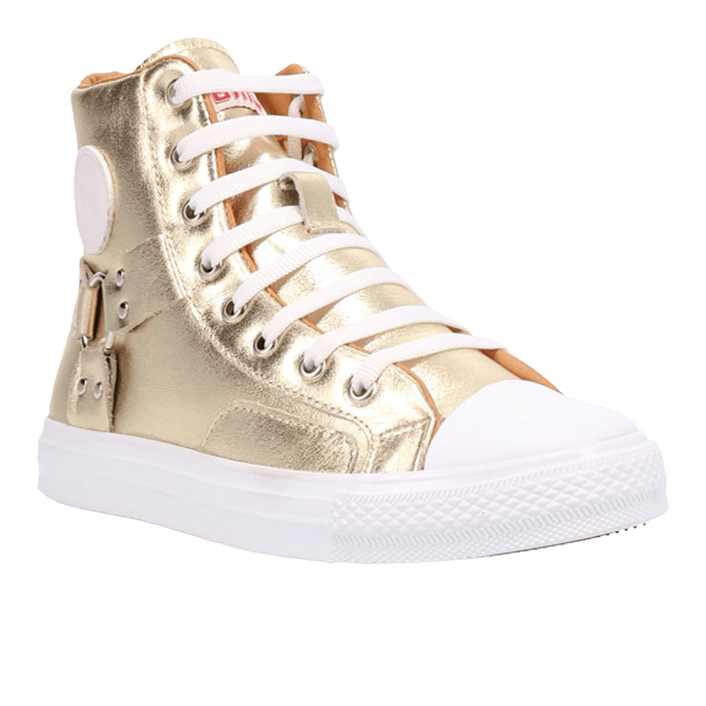 Shop Gold Womens Knarly Metallic High Top Lace Up Sneakers – Shoebacca