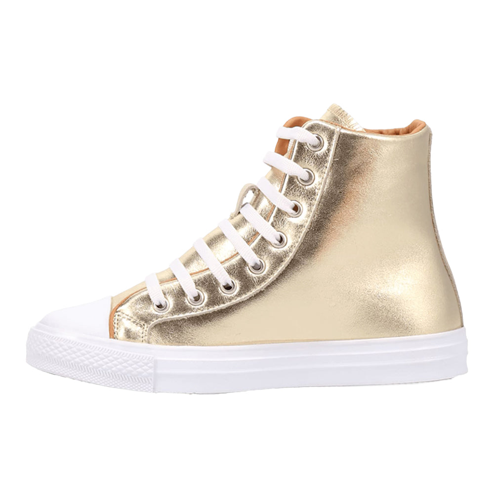Shop Gold Womens Knarly Metallic High Top Lace Up Sneakers – Shoebacca
