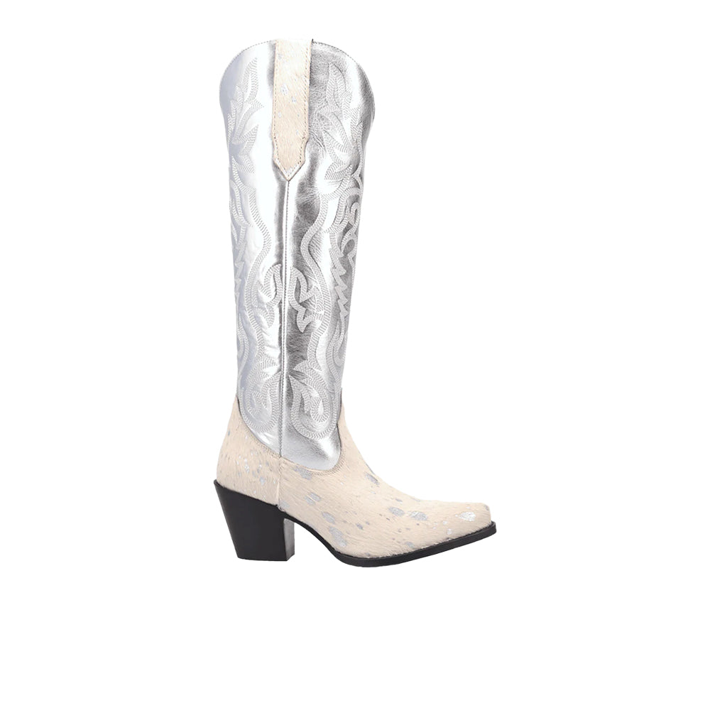Shop Silver, White Womens Take No Bull Leather Snip Toe Cowboy Boots ...