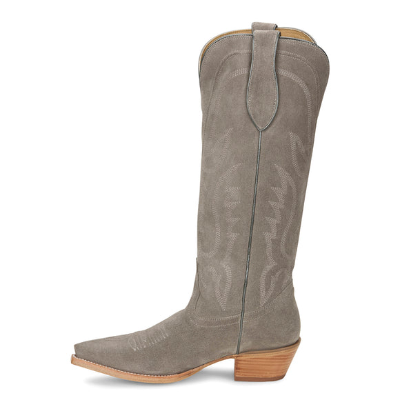Shop Grey Womens Tony Lama Liz 15 Inch Suede Snip Toe Cowboy Boots ...