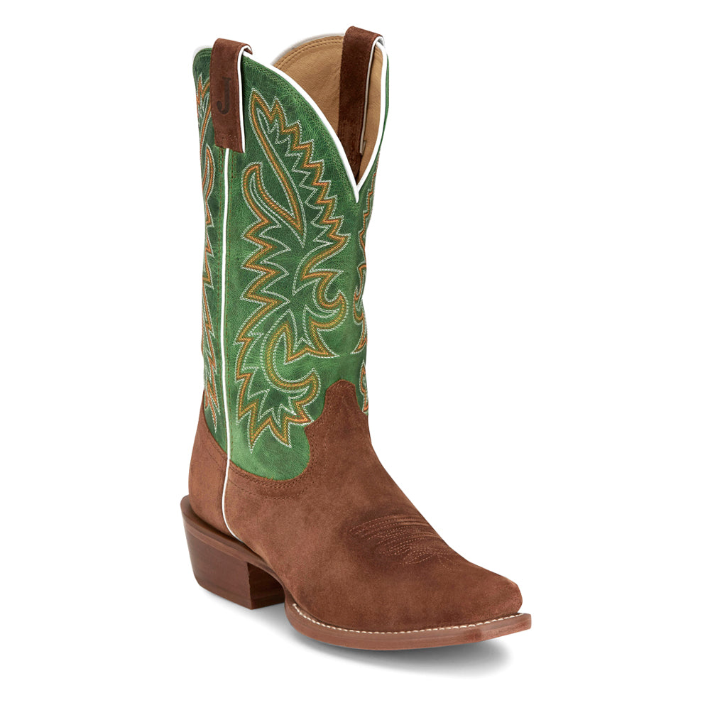 Shop Brown, Green Mens Justin Boots Jimmy 13 Inch Square Toe Cowboy ...