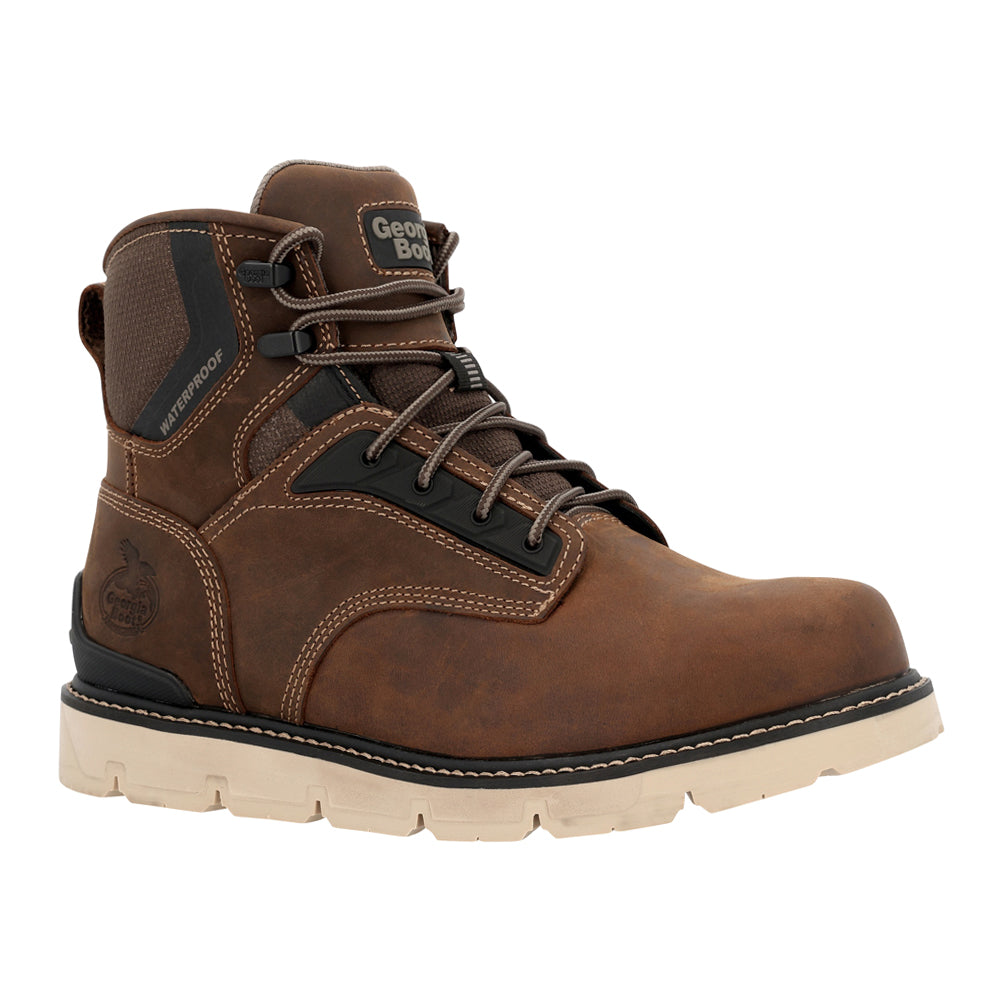 Shop Brown Mens Carbon Flex Wedge 6 Inch Waterproof Safety Toe Work Boots – Shoebacca