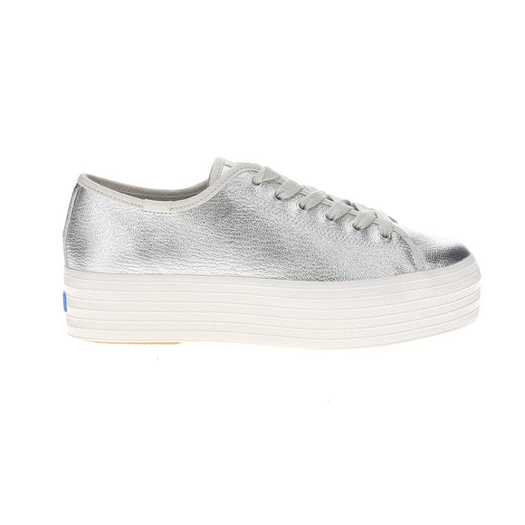 Shop Silver Womens Triple Up Canvas Lace Up Sneakers – Shoebacca