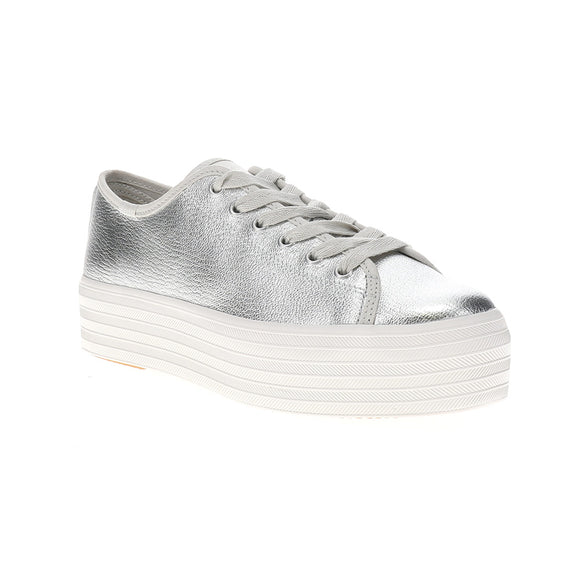 Shop Silver Womens Triple Up Canvas Lace Up Sneakers – Shoebacca
