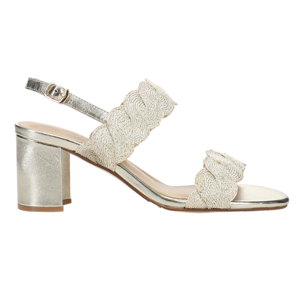 Shop Silver Womens VANELi Lettie Metallic Block Heel Slingback Sandals ...