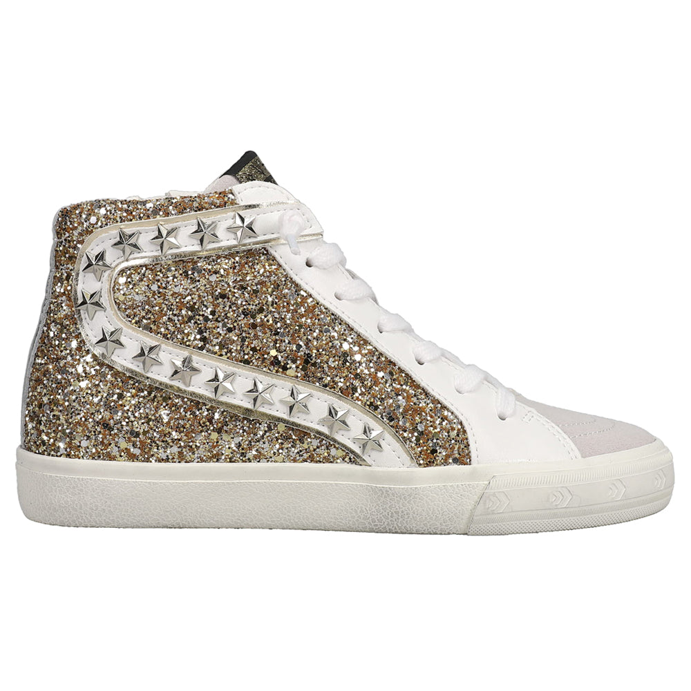Shop Gold Womens Vintage Havana Mateel Glitter High Top Lace Up ...