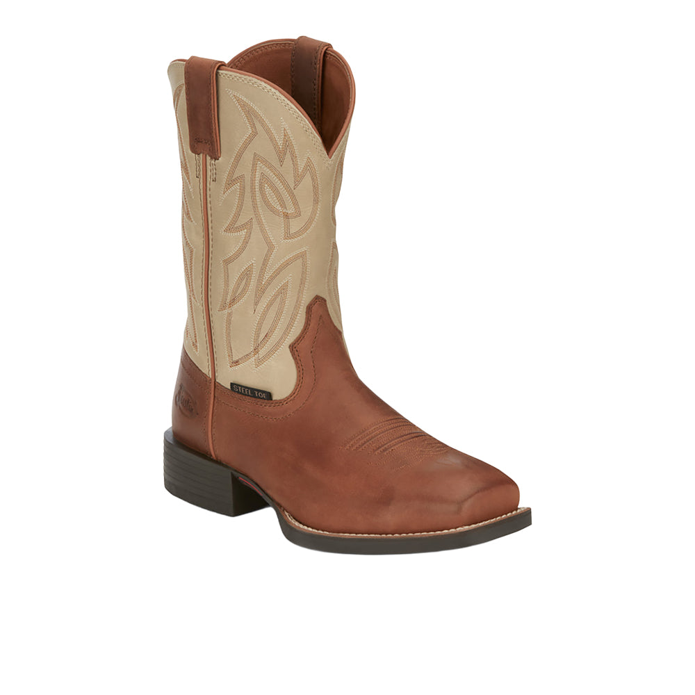 Shop Beige, Brown Mens Justin Original Workboots Canter 11 Inch Steel ...