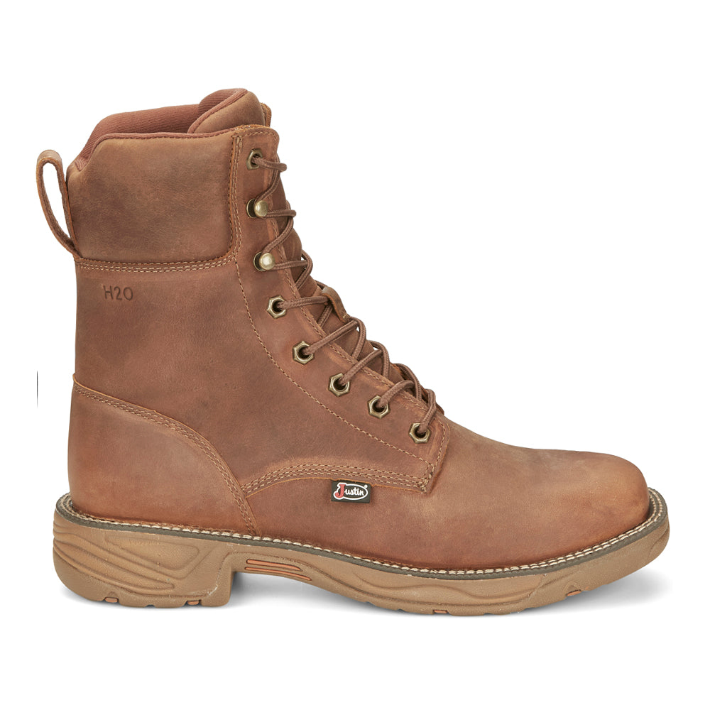 Shop Brown Mens Justin Original Workboots Rush 8 Inch Waterproof Lace ...