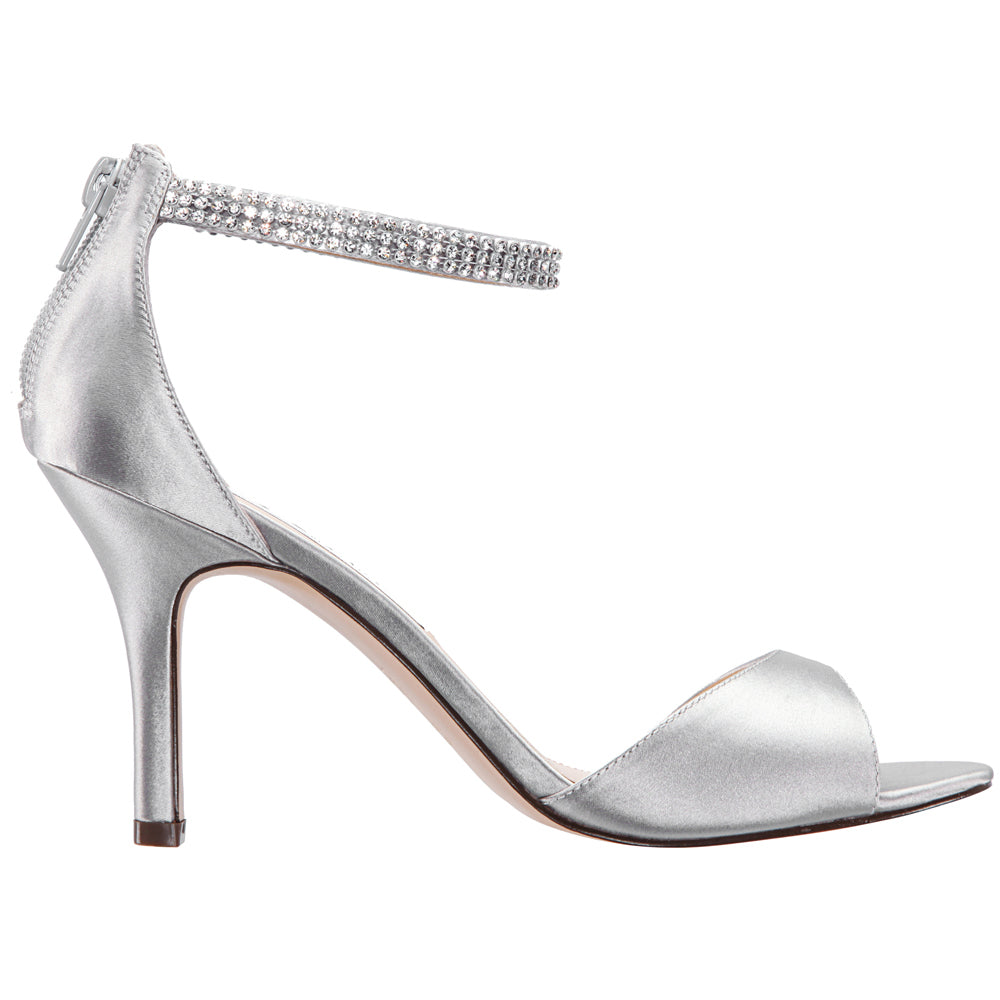 Shop Silver Womens Nina Volanda Metallic Rhinestone Ankle Strap Evening ...