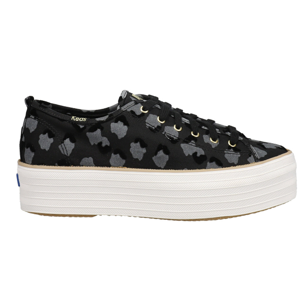 Shop Black Womens Keds Triple Up Metallic Canvas Lace Up Sneakers ...