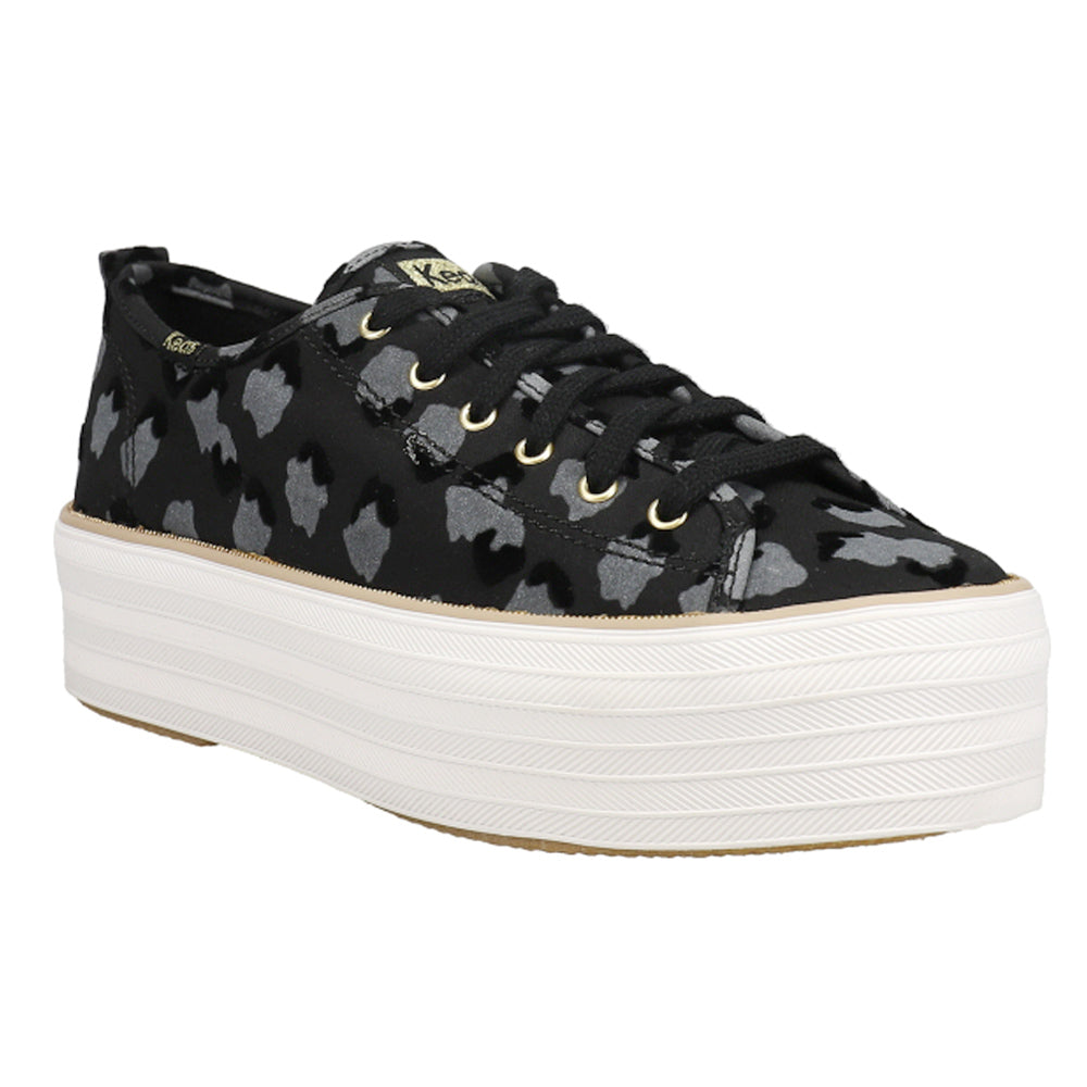 Shop Black Womens Keds Triple Up Metallic Canvas Lace Up Sneakers ...