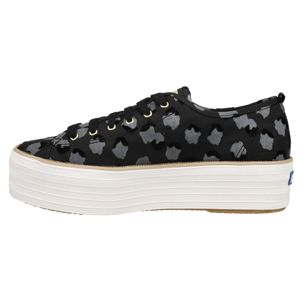 Shop Black Womens Keds Triple Up Metallic Canvas Lace Up Sneakers ...
