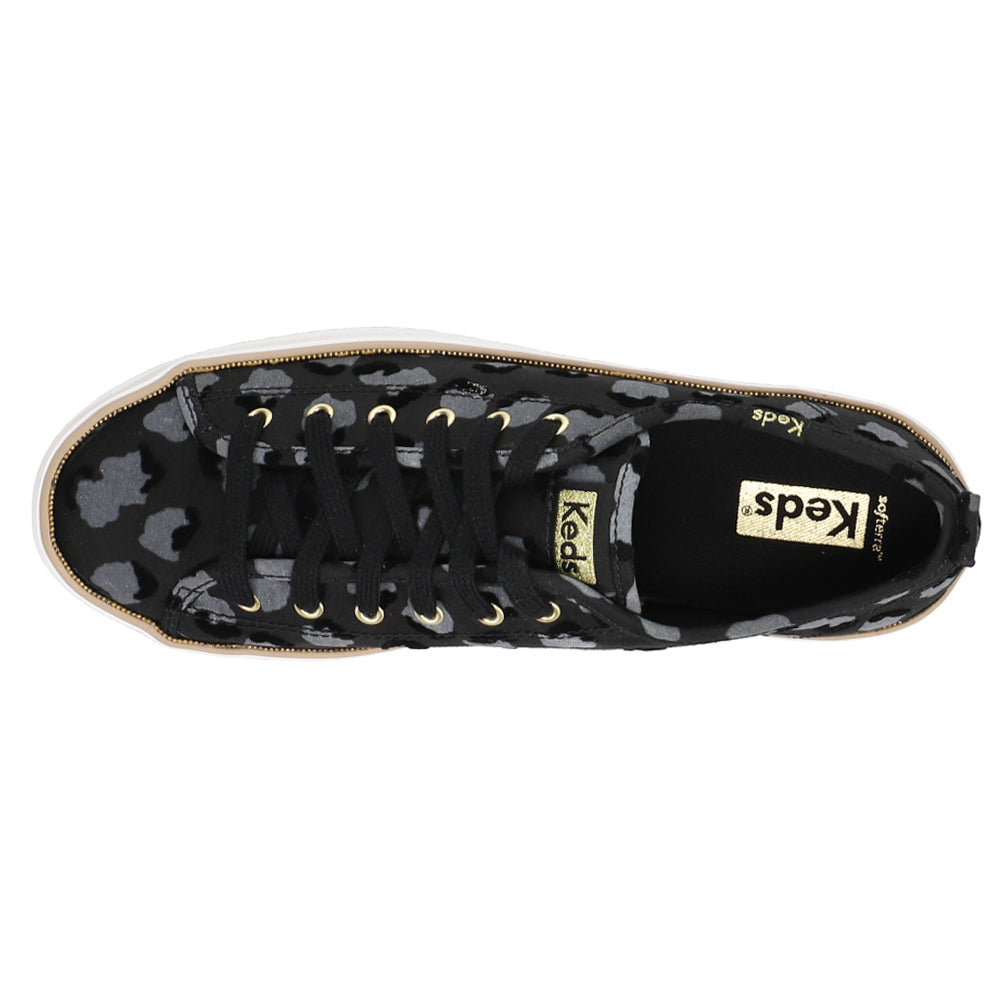 Shop Black Womens Keds Triple Up Metallic Canvas Lace Up Sneakers ...